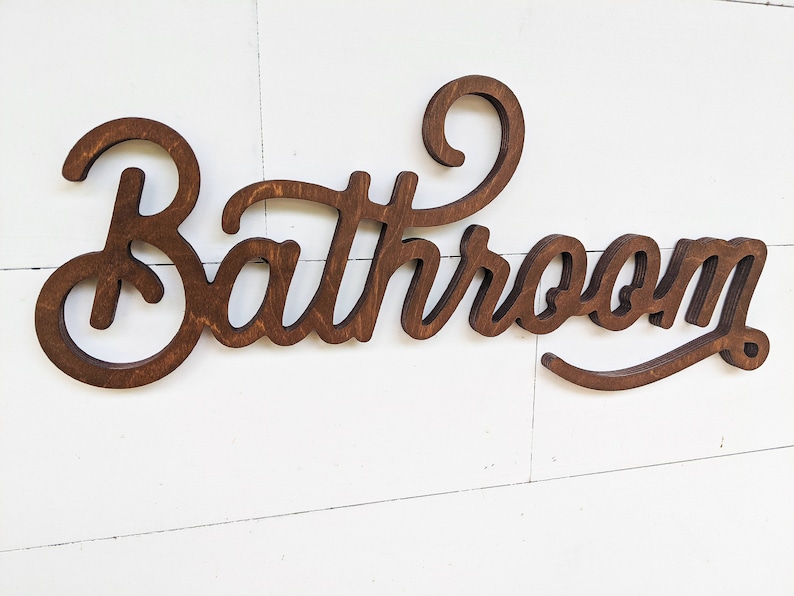 Bathroom Word Cutout Bathroom Sign Wooden Word Cut-out | Etsy