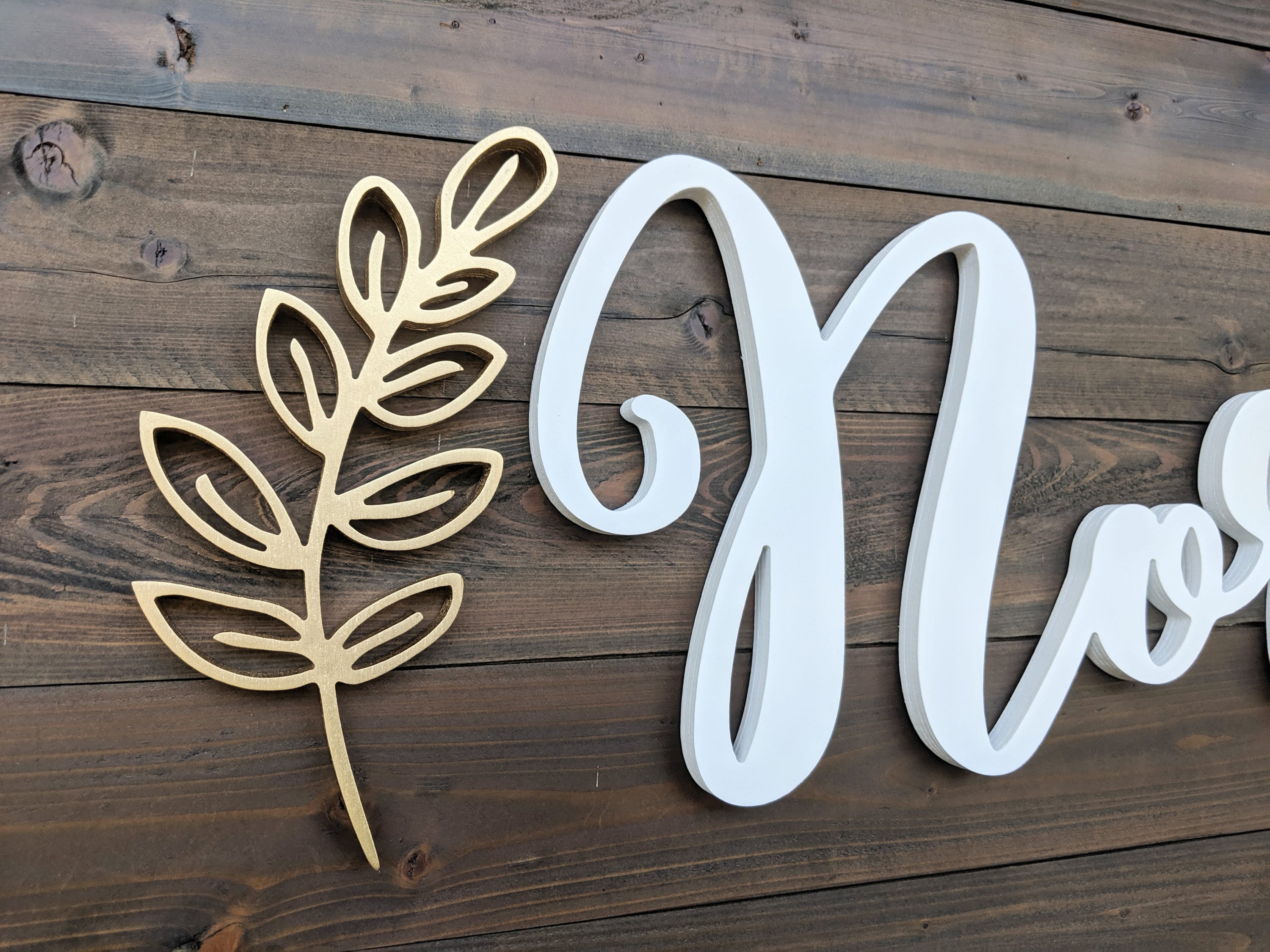 Baby Girl Nursery Sign With Leaves Baby Name Cutout Girls | Etsy