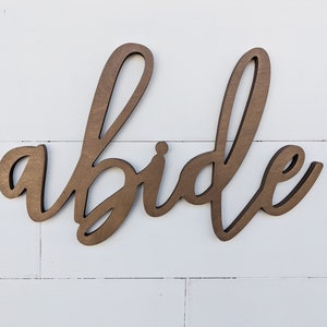 Abide Wood Sign: CNC Cut Birch, Wall Decor - Etsy
