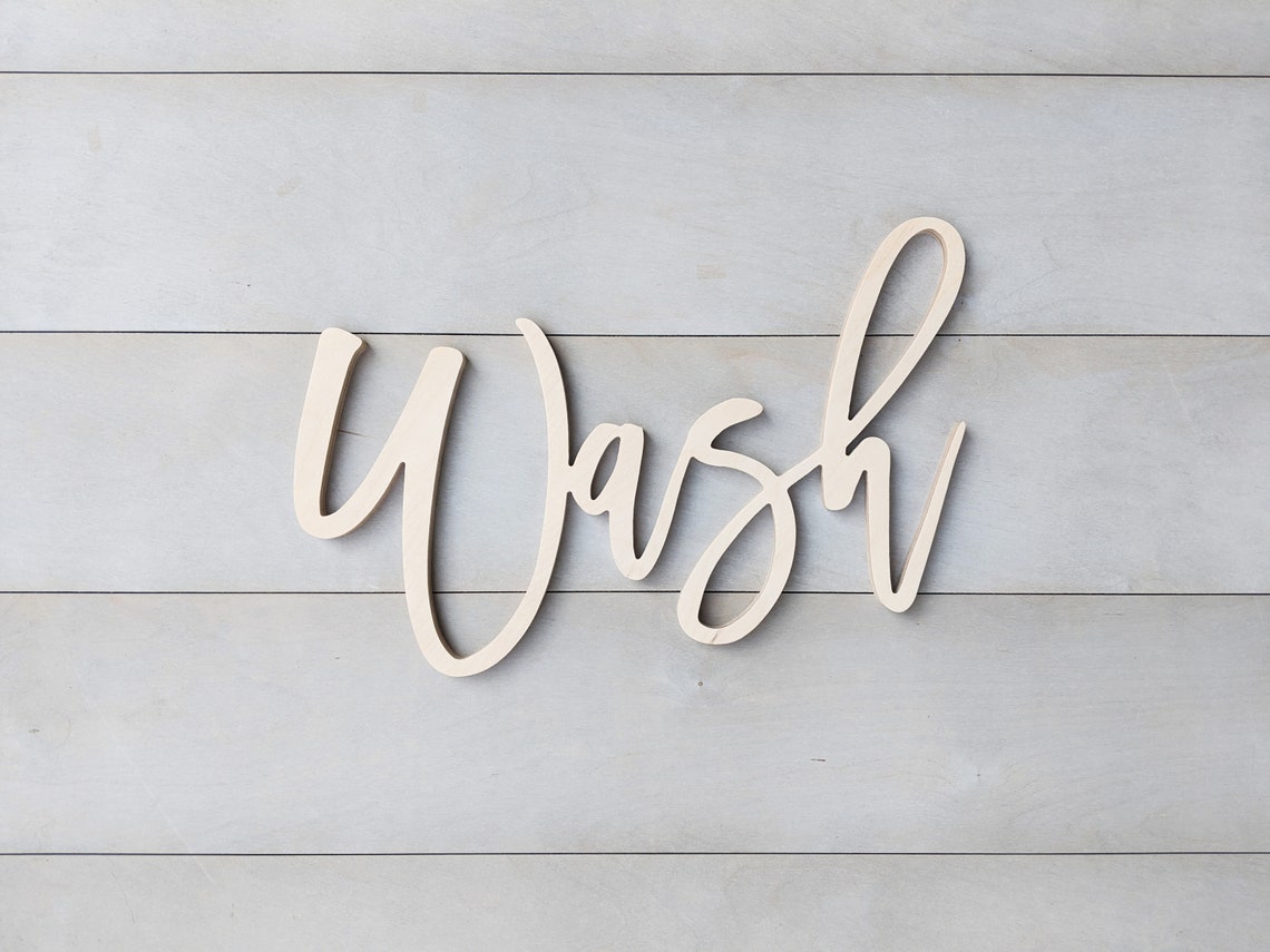 Wash Word Cutout Wash Wooden Letters Wash Sign 1/2 Inch | Etsy