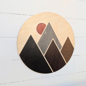 Round Mountain Wood Art Abstract | Wood Mountain Wall Art | Modern ...