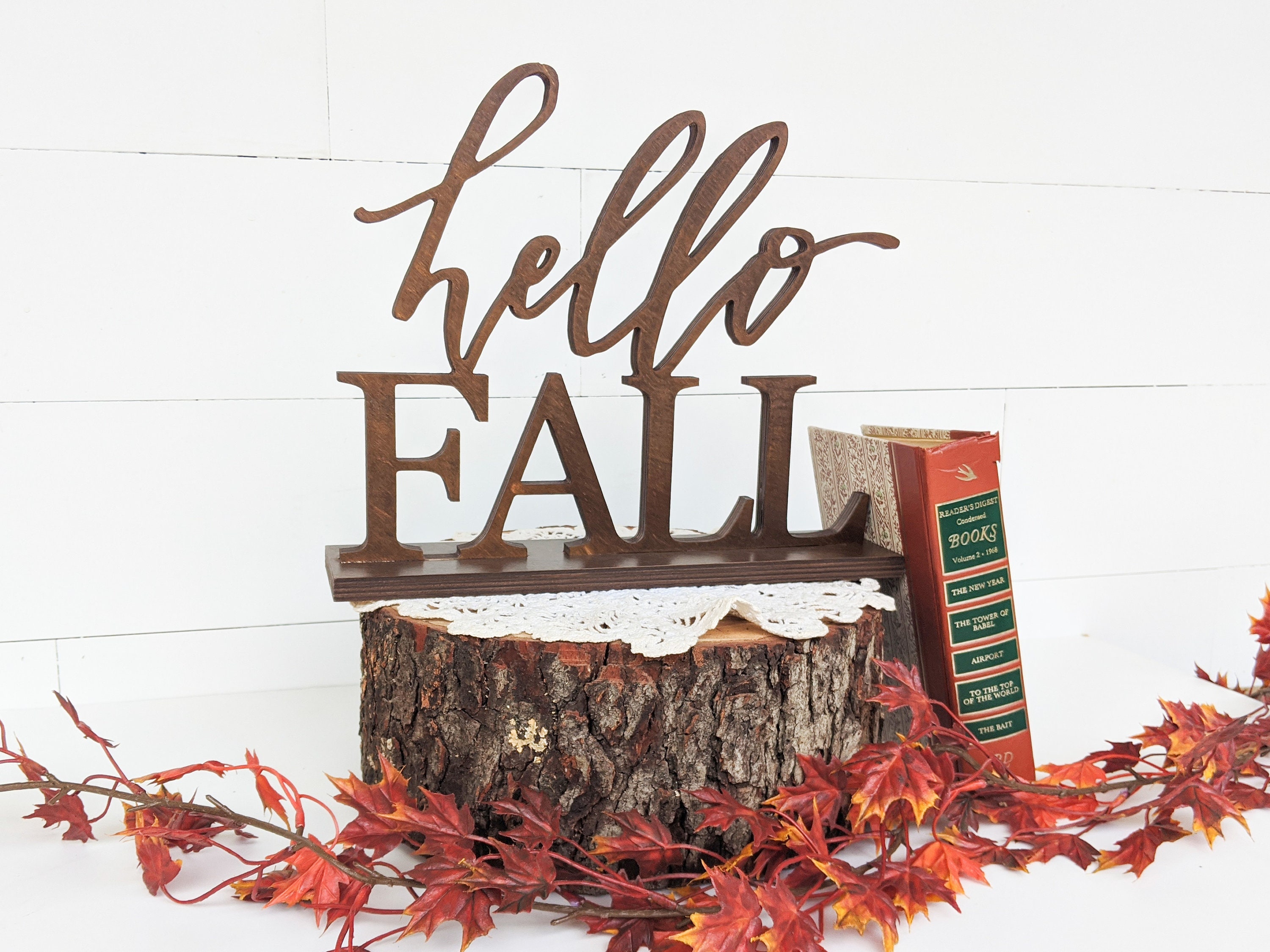 Hello Fall Free Standing Sign Wooden Decor to Welcome Autumn | Etsy