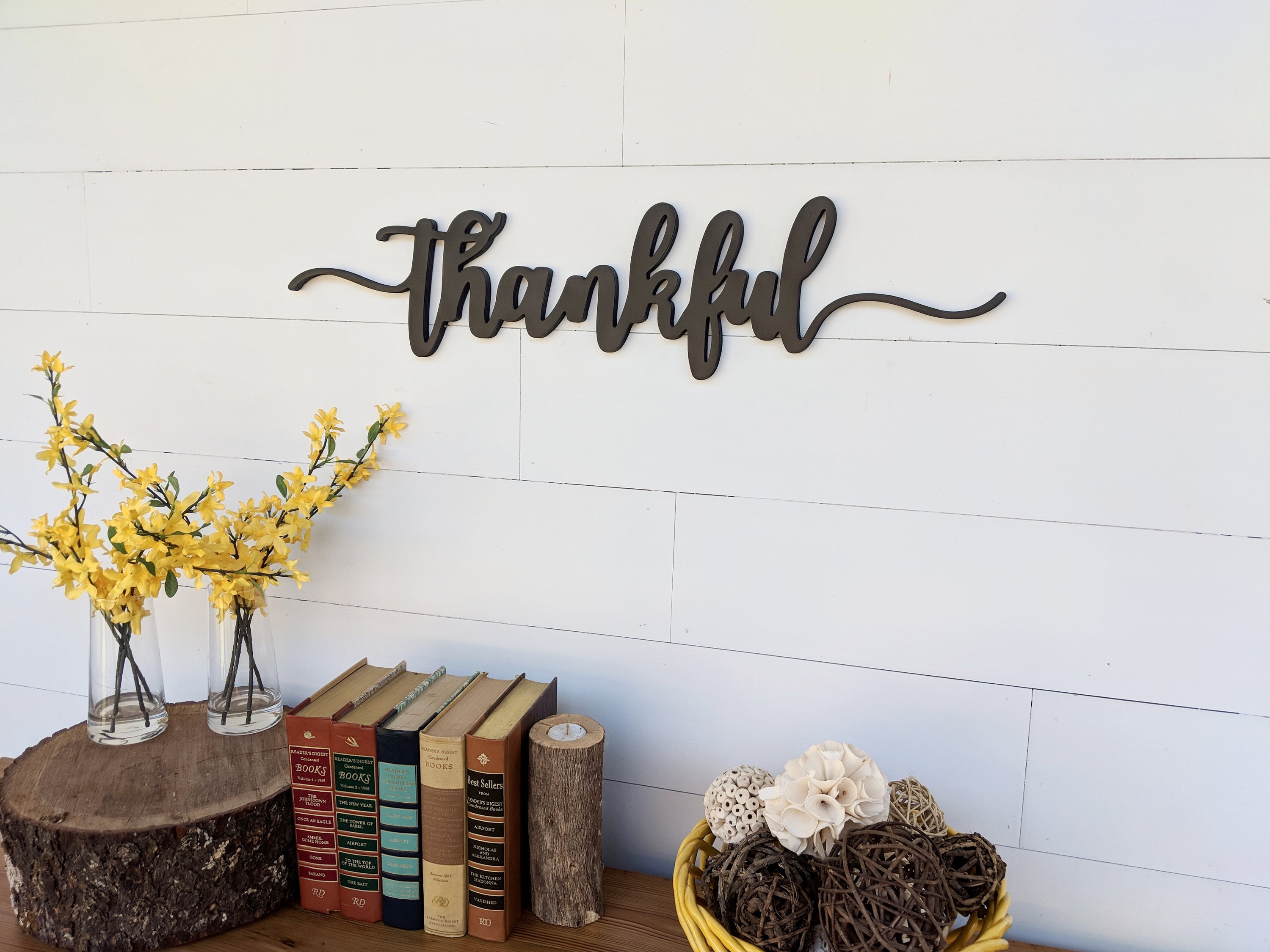 Thankful Word Cutout | Wooden Letters | Thankful Sign - Etsy