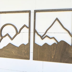 Geometric Mountains Landscape With Sunset | Wooden Mountains | Wood ...