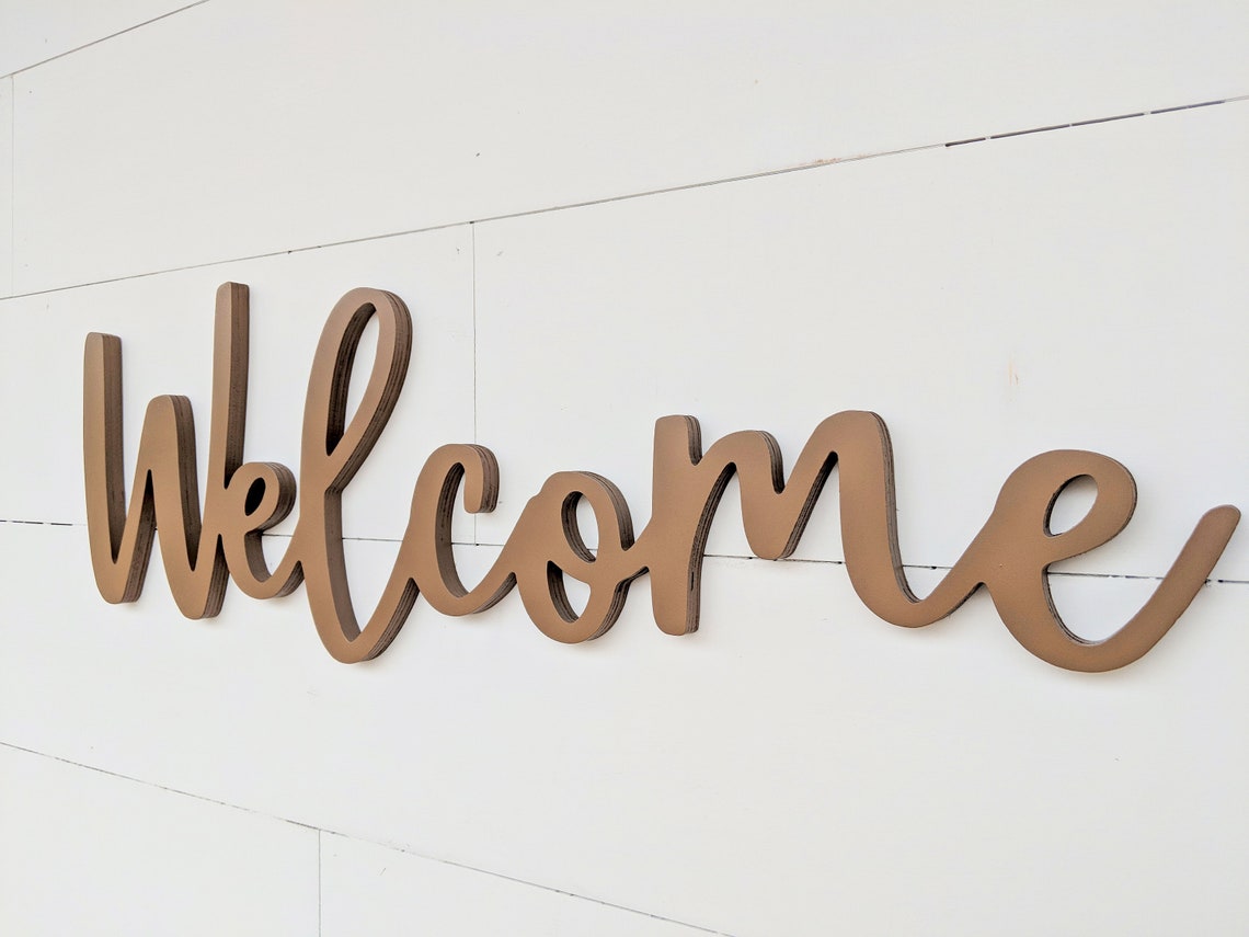 Welcome Word Cutout | Wooden Letters | Welcome Sign | - Etsy