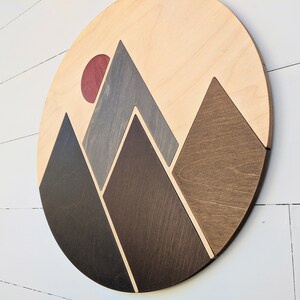 Round Mountain Wood Art Abstract | Wood Mountain Wall Art | Modern ...