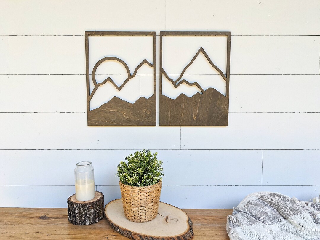 Geometric Mountains Landscape With Sunset | Wooden Mountains | Wood ...