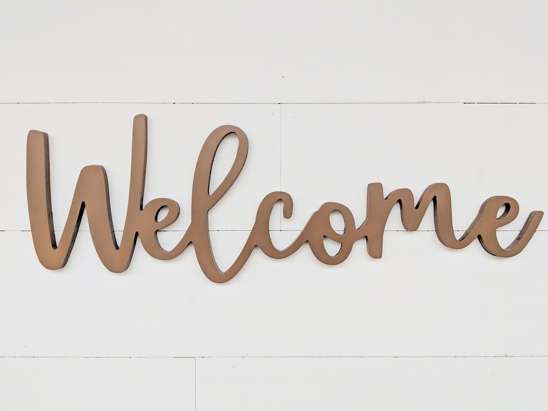 Welcome Word Cutout | Wooden Letters | Welcome Sign | - Etsy