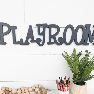 Wooden Playroom Sign Kids Room Decor Wall Hanging Word Cut Out Art for ...