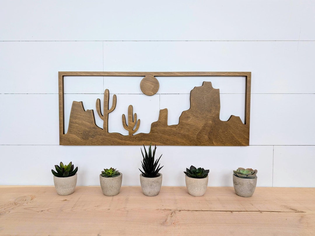 Desert Landscape Sign | Southwestern Wooden Wall Decor | Southwestern ...