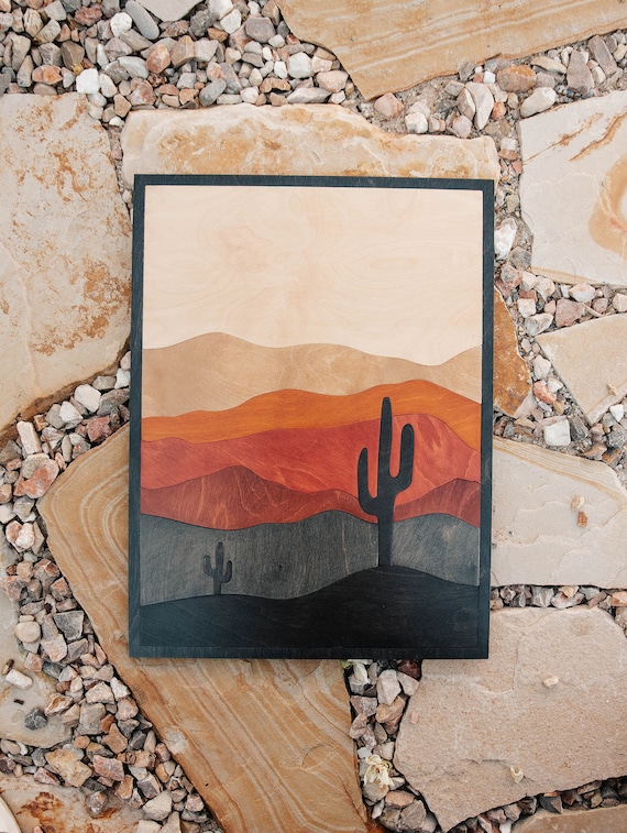 Other Assemblage southwestern art desert home decor wood landscape ...