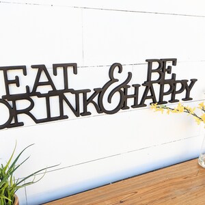 Eat Drink & Be Happy Wood Sign | Kitchen Decor - Etsy