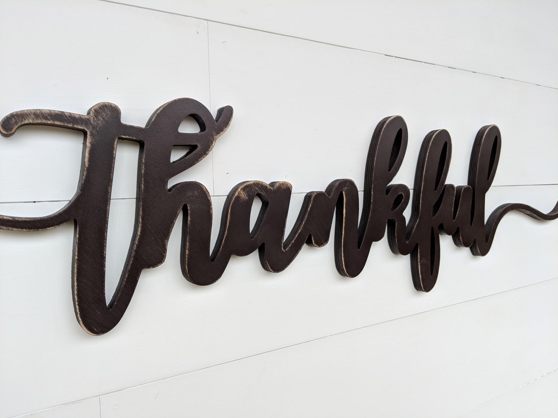 Thankful Word Cutout | Wooden Letters | Thankful Sign - Etsy Canada