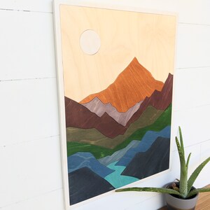 Abstract Mountain Wood Art | Layered Mountains Wall Art | Abstract Wood ...