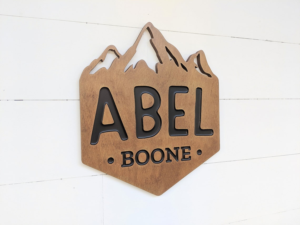Wooden Name Sign Mountains | 1/2" Thick With Epoxy Resin Inlay ...