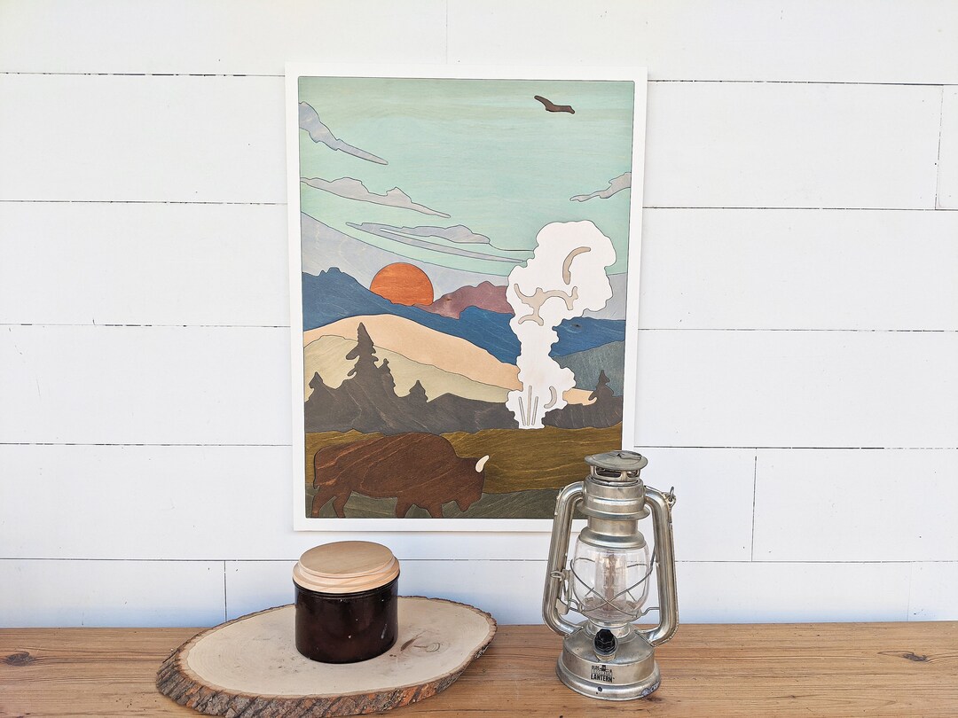Yellowstone National Park Wood Montage | National Park Art ...