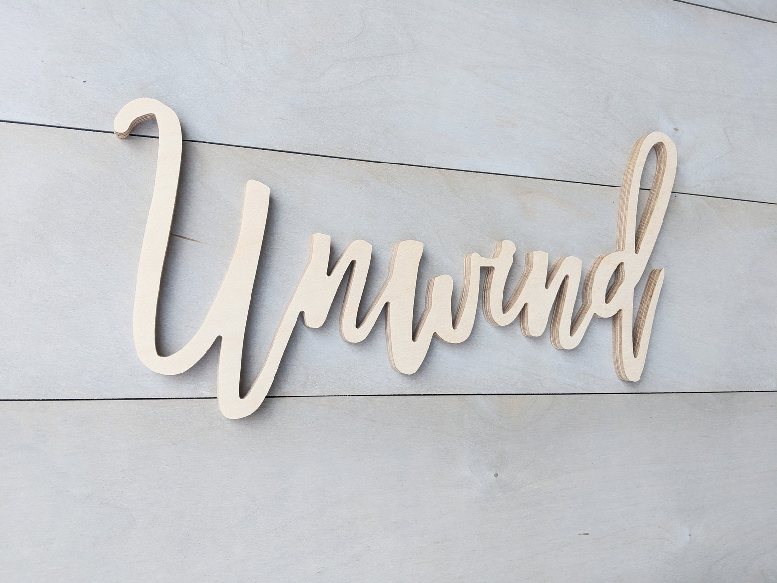 Unwind Word Cutout | Unwind Wooden Letters | Unwind Sign | 1/2 Inch ...