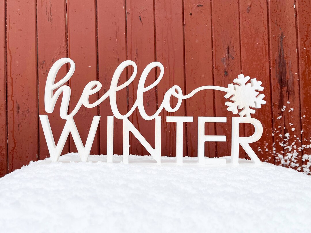 Hello Winter Wood Sign: Free-standing Christmas Decor - Etsy