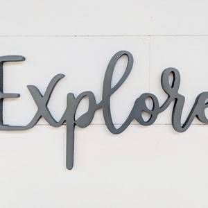 Explore Sign, Explore Word Cutout, 1/2" Thick Wooden Letters Explore ...