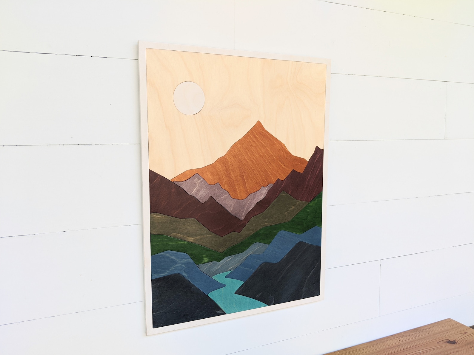 Abstract Mountain Wood Art Layered Mountains Wall Art - Etsy