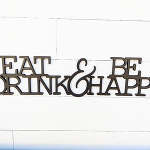 Eat Drink & Be Happy Wood Sign | Kitchen Decor - Etsy