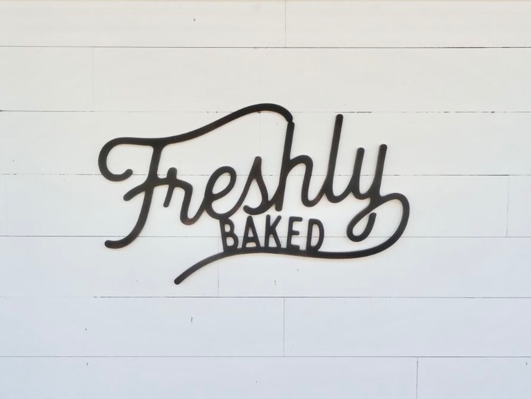 Freshly Baked Sign | Word Cut Out Sign | Wooden Home Sign | Wooden Wall ...