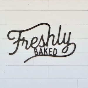 Freshly Baked Sign | Word Cut Out Sign | Wooden Home Sign | Wooden Wall ...