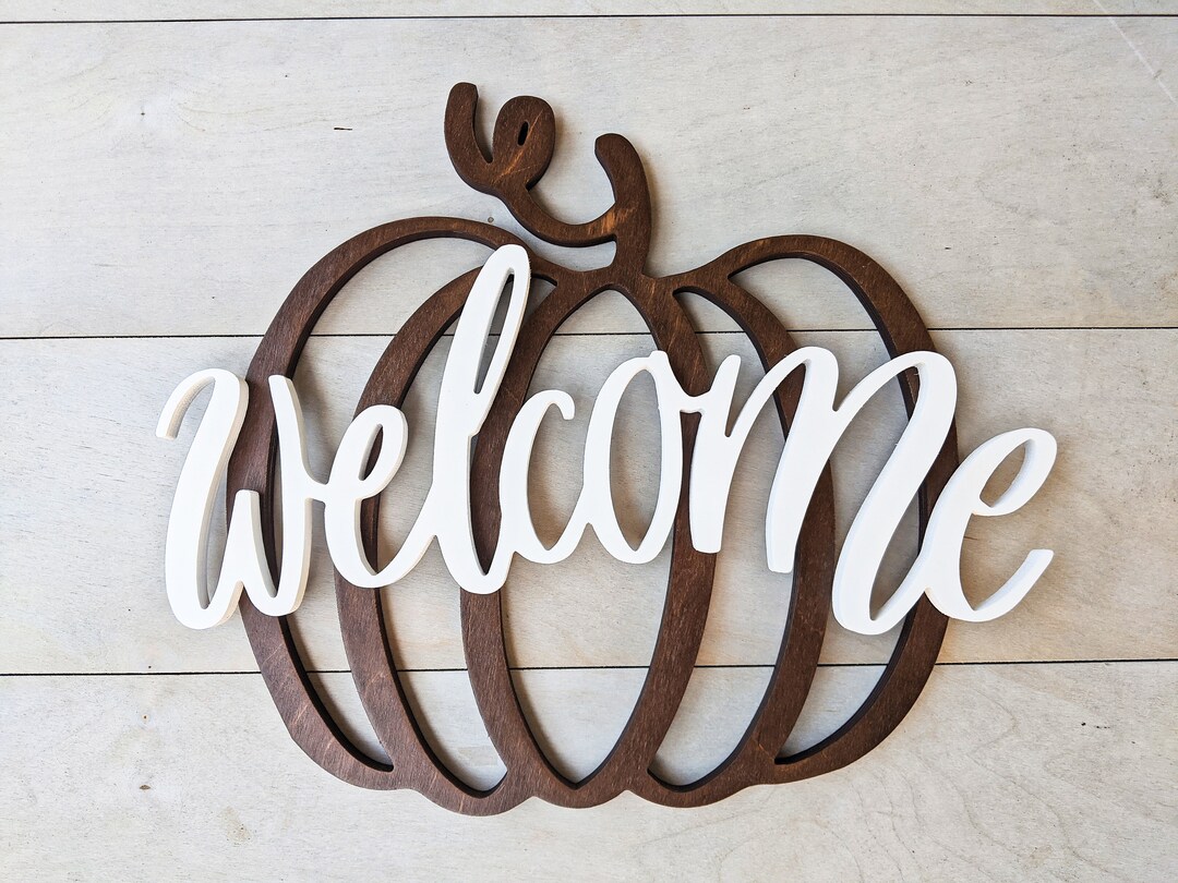 Welcome Pumpkin Sign, Fall Wall Art, Fall Door Hanger, Fall Decor ...