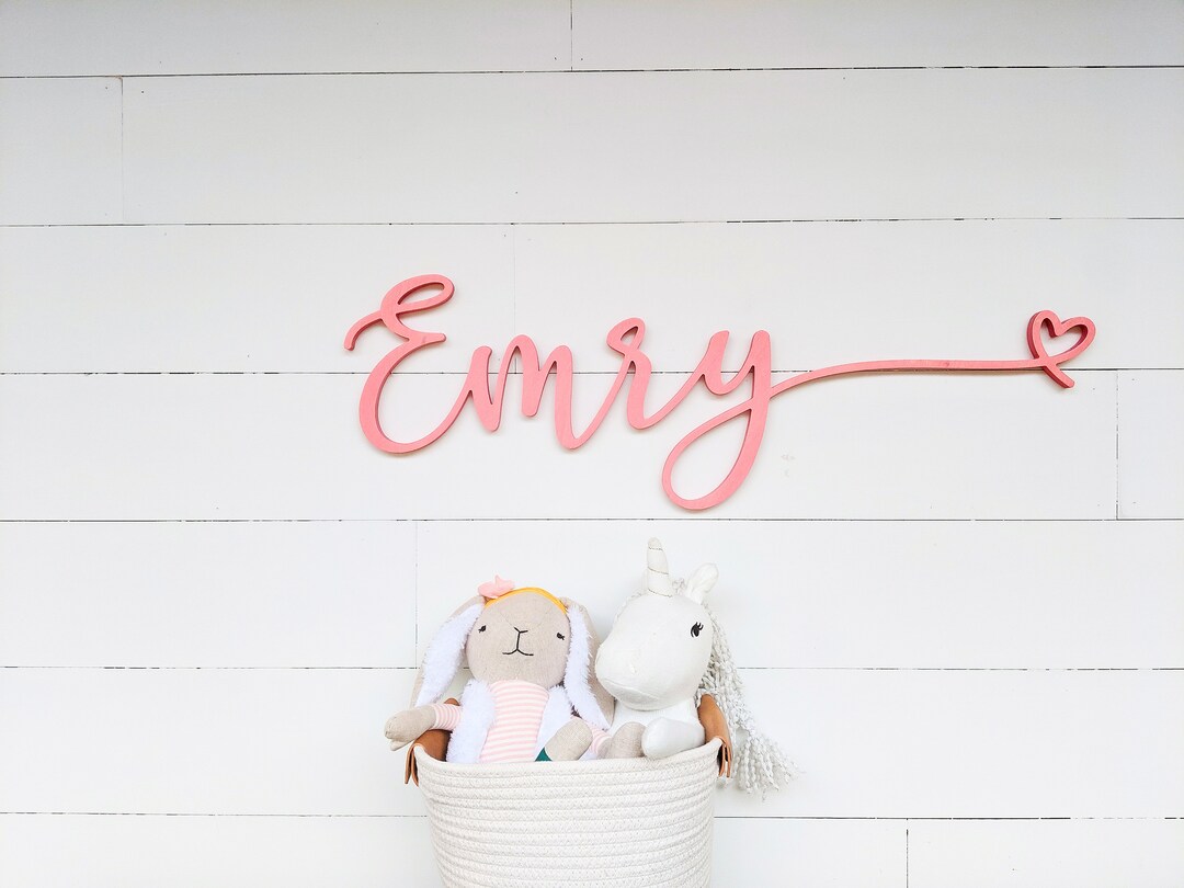 Baby Girl Nursery Sign With Heart, Baby Name Cutout, Girls Nursery ...