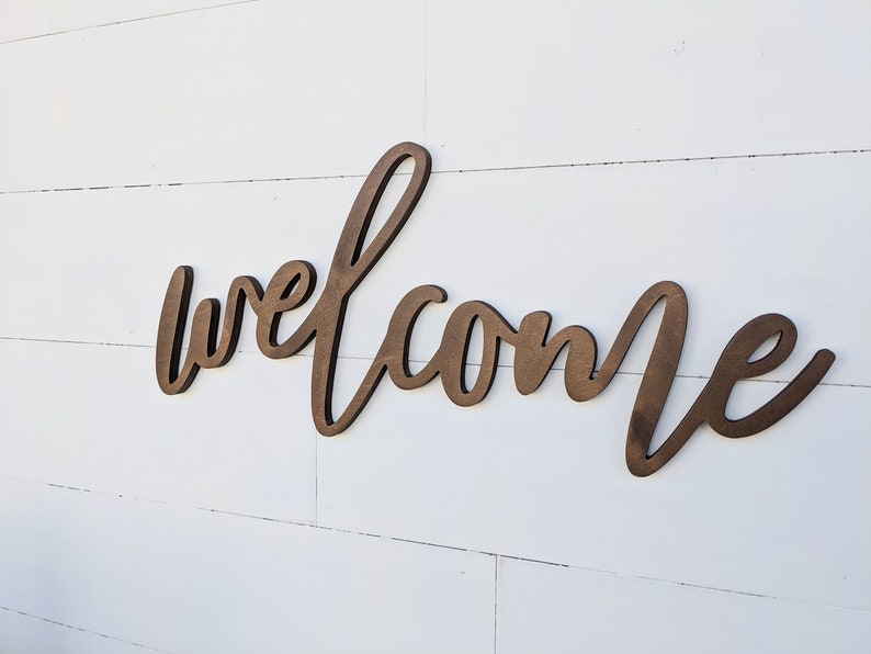 Welcome Sign Welcome word cutout 1/2 thick wooden | Etsy