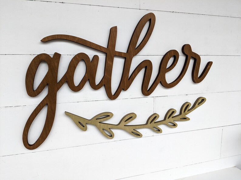 Gather Sign Gather With Leaves Cutout 1/2 Thick Wooden | Etsy