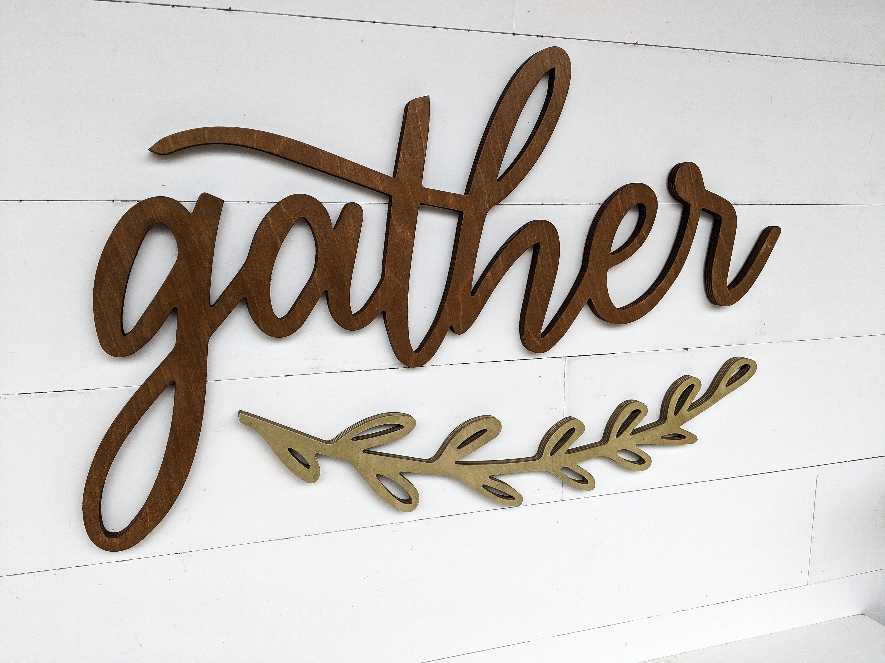 Gather Sign Gather With Leaves Cutout 1/2 Thick Wooden | Etsy