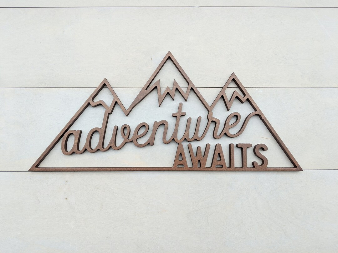 Adventure Awaits Mountains Wall Hanging | Woodland Theme Mountain Decor ...