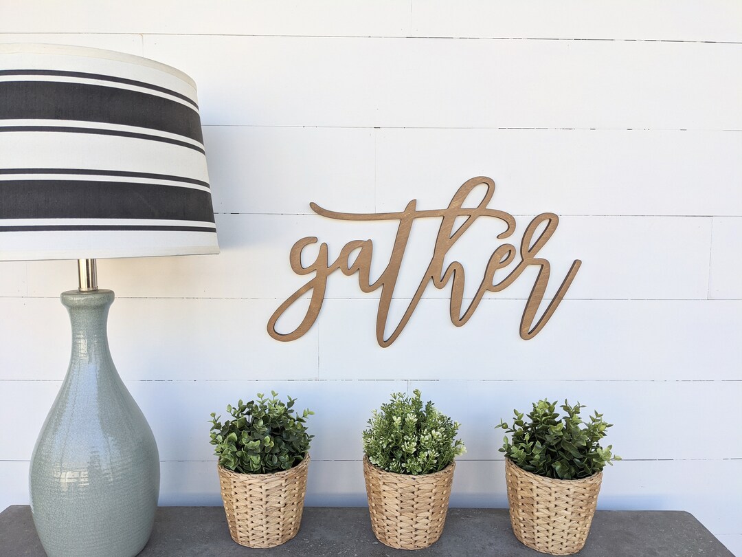 Gather Sign, Gather Word Cutout, 1/2" Thick Wooden Letters Gather Sign ...