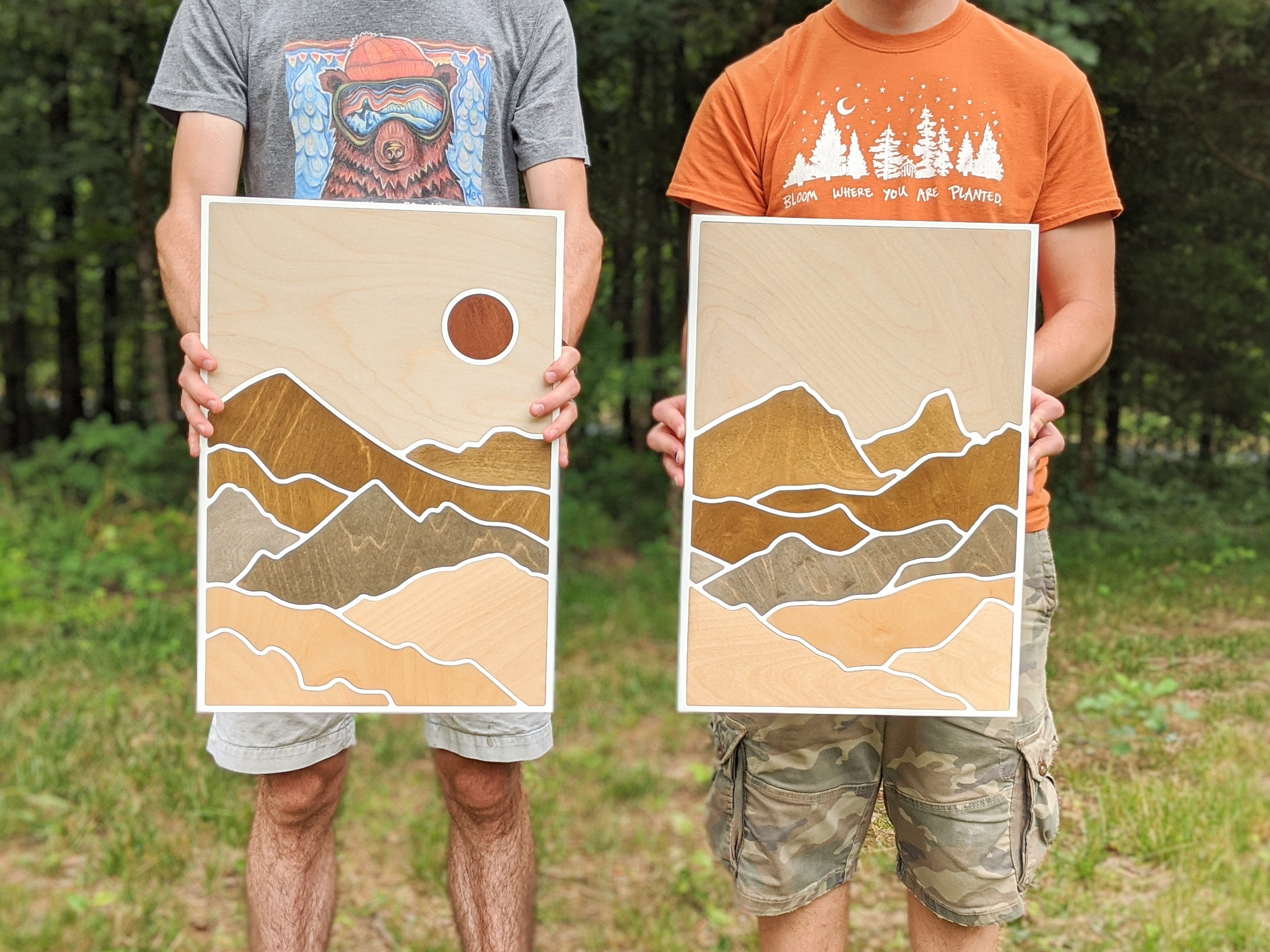 Two-paneled Mountain Wood Art Layered Mountains Wall Art - Etsy