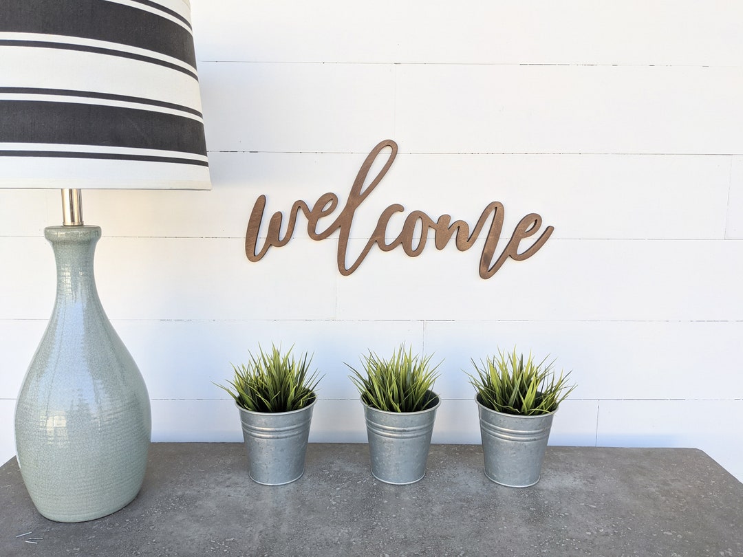 Welcome Sign, Welcome Word Cutout, 1/2" Thick Wooden Letters Welcome ...