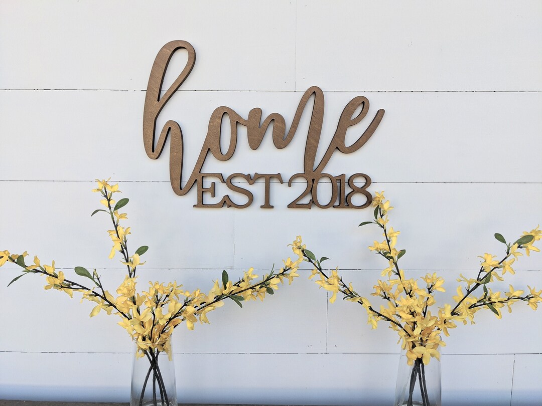 Home Established Sign, Home Word Cutout, 1/2" Thick Wooden Letters Home ...