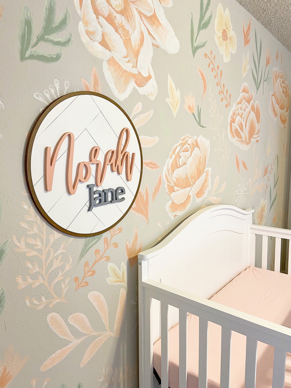 Round Girls Nursery Name Sign Baby Name Sign for Nursery - Etsy