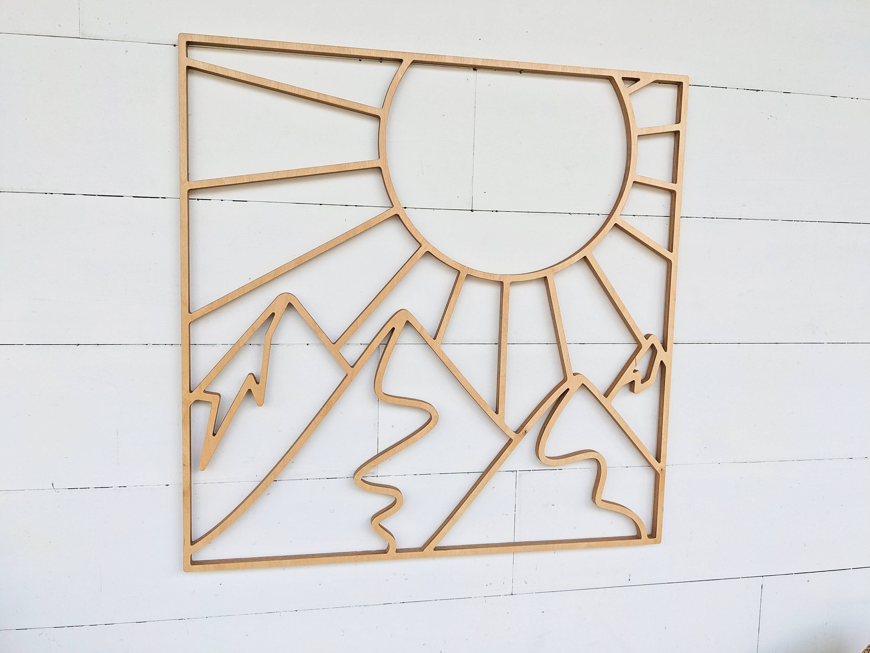 Geometric Mountain Wall Hanging Modern Mountain Wall Decor | Etsy