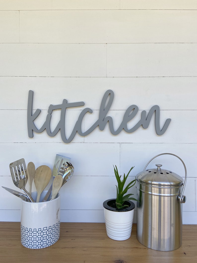 Kitchen Word Cutout Sign: Farmhouse Wall Decor, Modern Hanging Letters ...