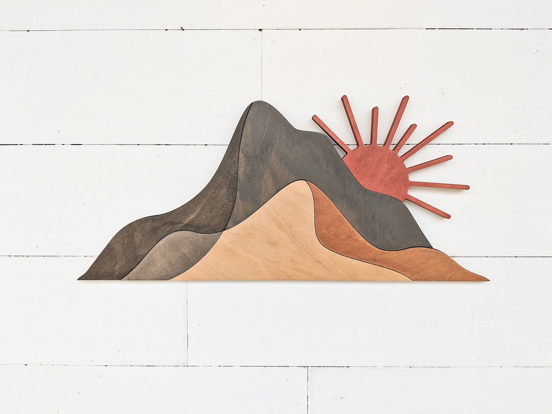 Mountain Montage With Sunset | Layered Mountains Wall Art | Mountain ...