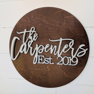 Custom Round Wedding Gift Sign | Circular Wedding Sign With Est Date ...