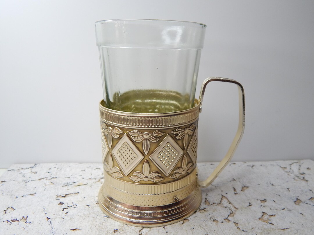 Vintage Metal Tea Cup Holder rhombuses With Glass 1970s USSR - Etsy