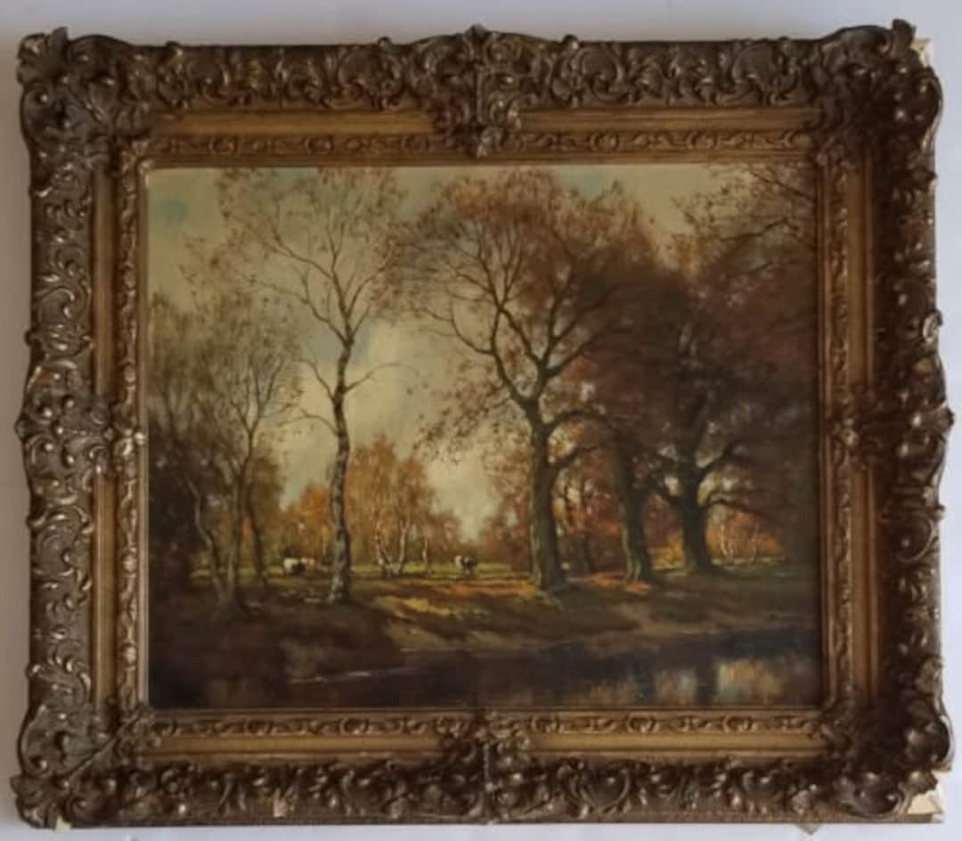 Willem Hendricks 1888-1966 Landscape With Cows Oil Painting on Canvas ...