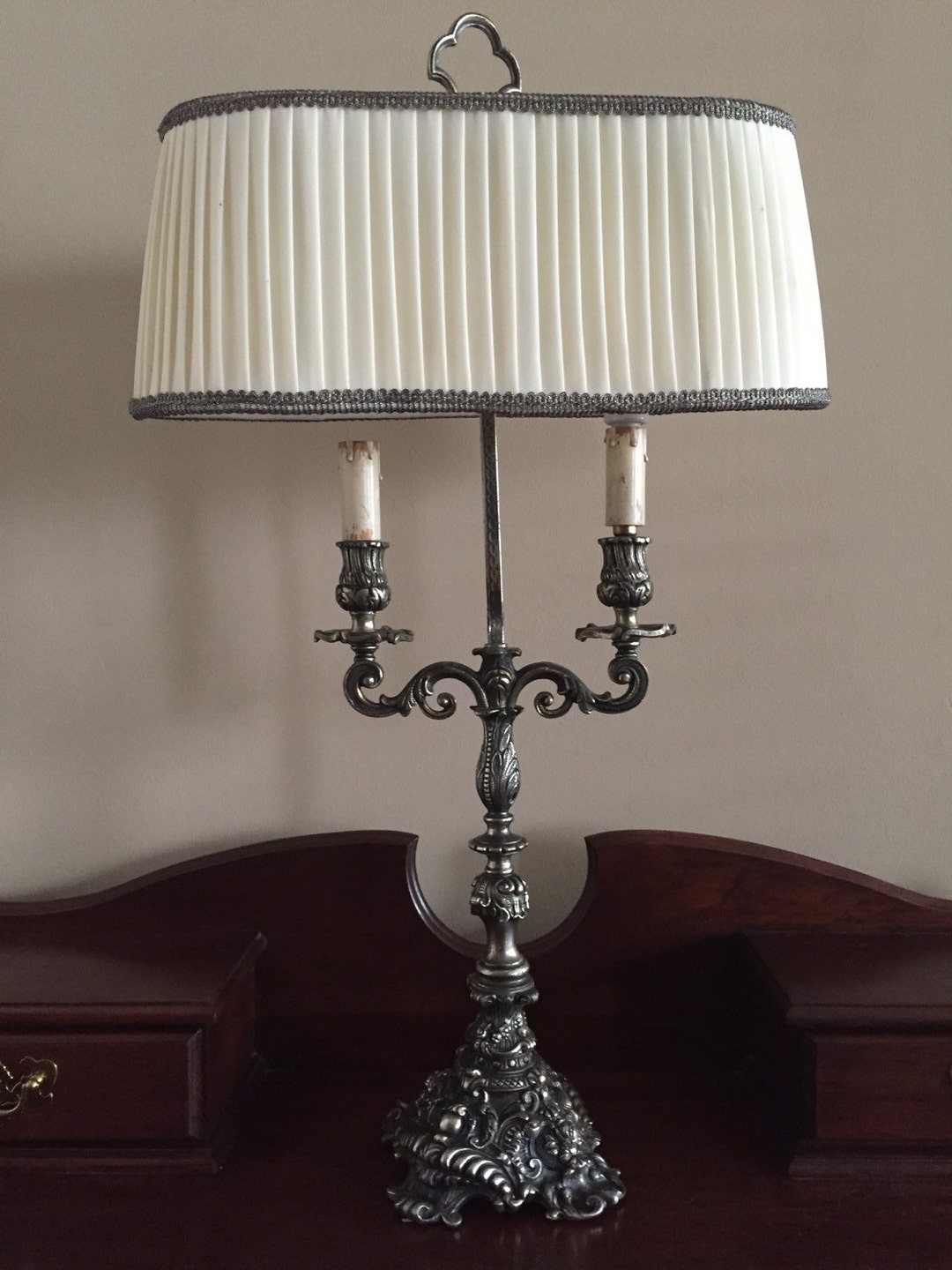 Antique Italian Rococo Table Lamp With Silk Shade - Etsy