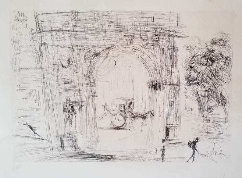 Rare Salvador Dali New York City Washington Gate- Hand Signed Etching ...