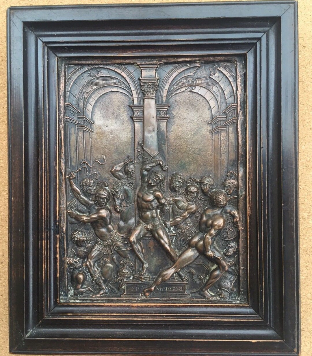 Antique Very Detailed Relief Bronze Plaque Jesus Christ 7"x6". RESERVED ...