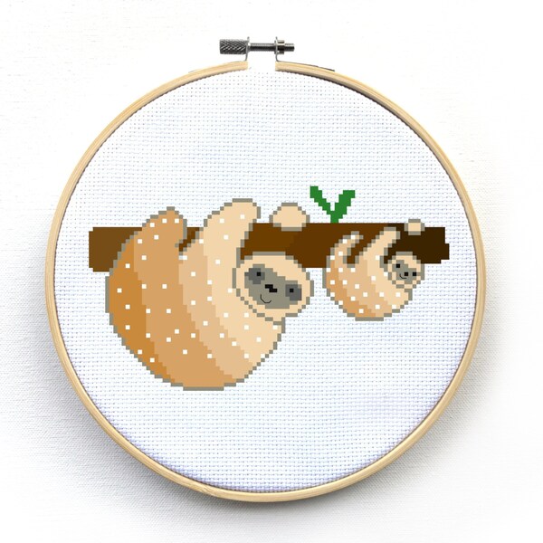 Sloth Cross Stitch - Etsy