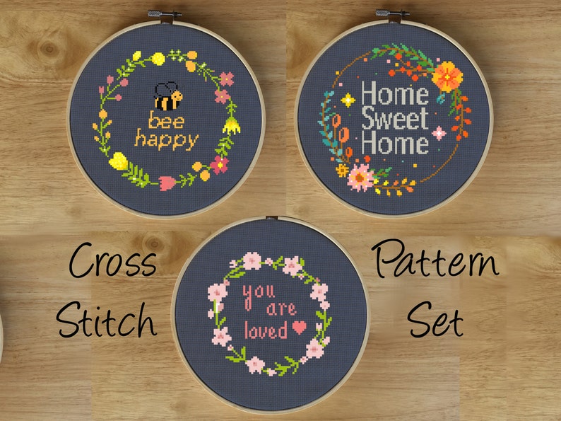 Modern Cross Stitch Patterns Quote Cross Stitch Patterns Set | Etsy