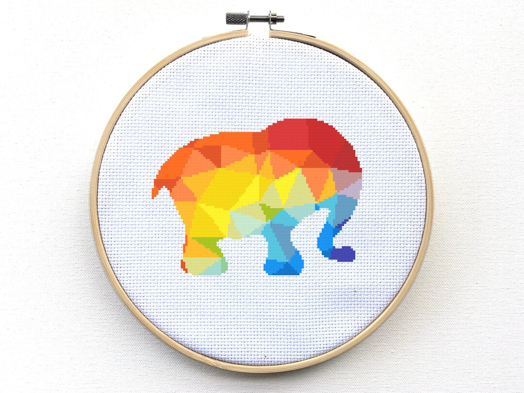 Geometric Cross Stitch Pattern - Modern Animal - Cross-stitch Elephant ...